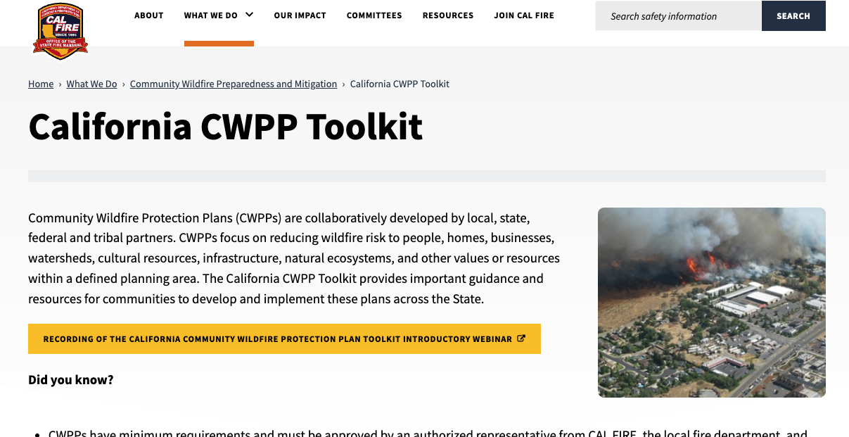 Community Wildfire Protection Plan Portal and Data Library - Fire ...